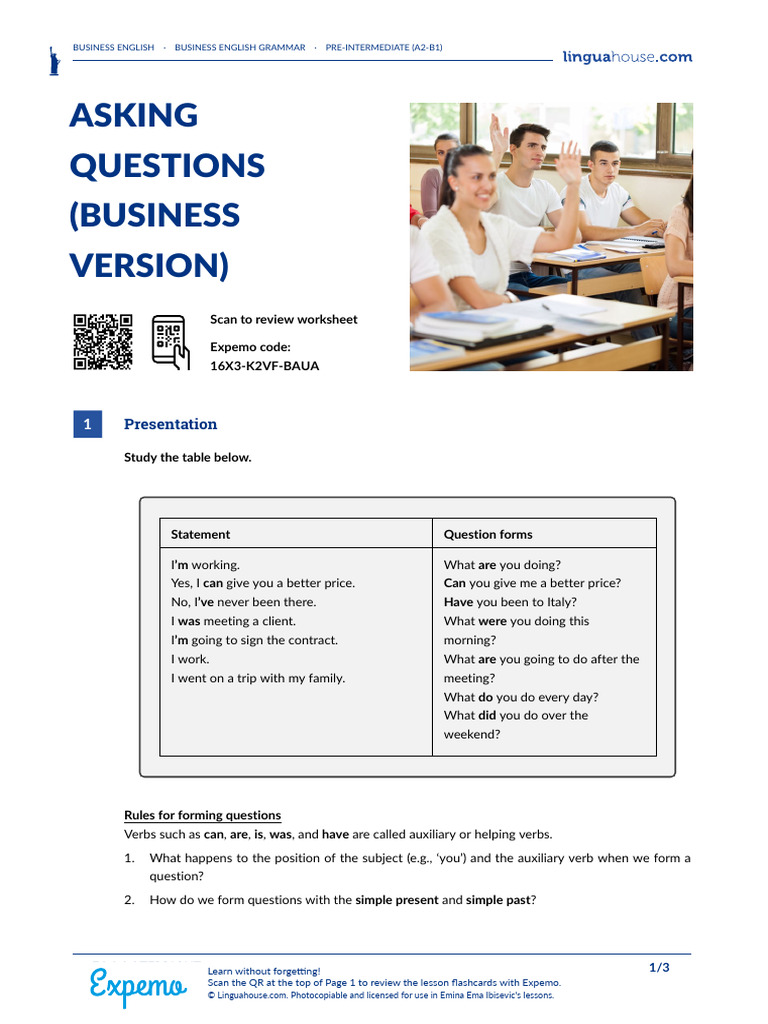 Asking Questions in Business | PDF | Human Communication | Linguistics