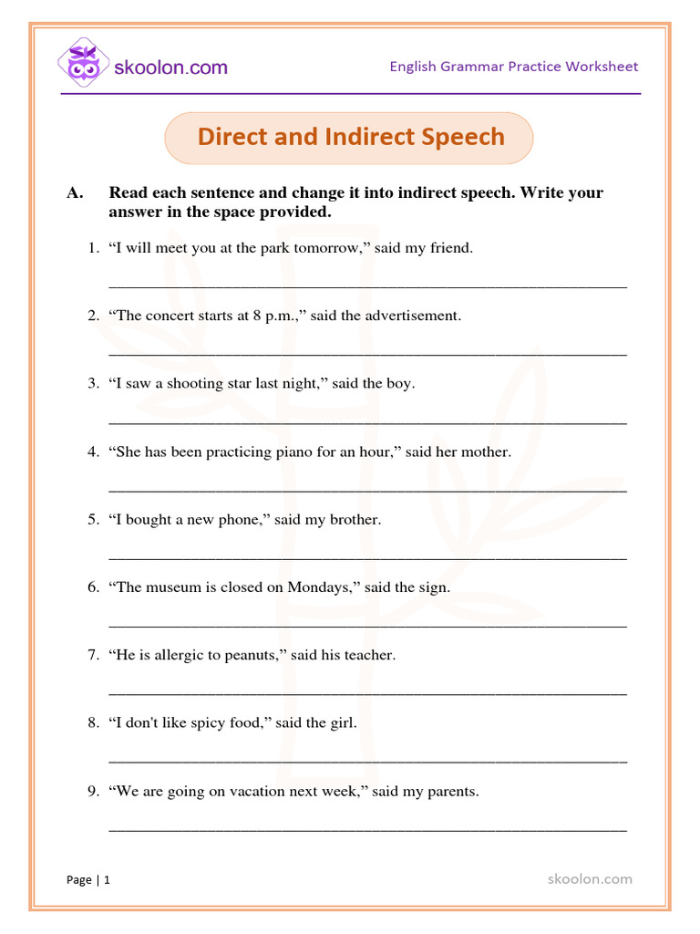 G5 English Direct and Indirect Speech 193 | PDF