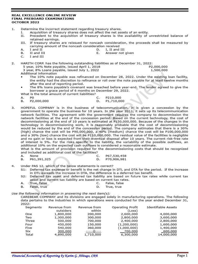 FAR Final Preboard | PDF | Expense | Cost