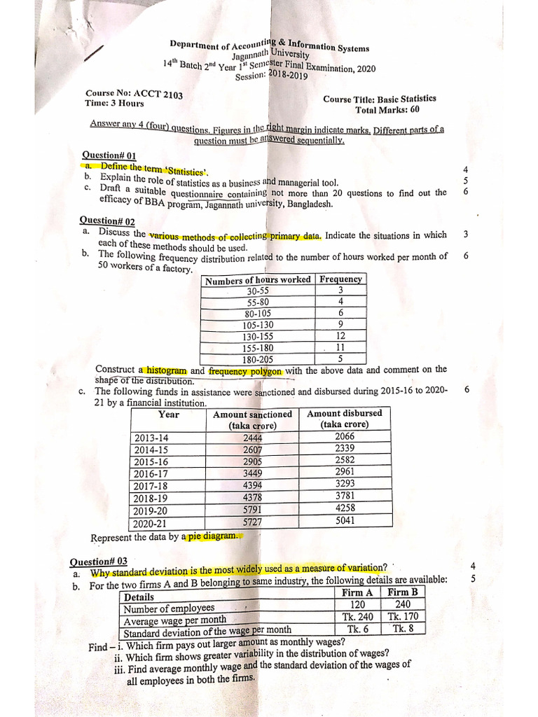 Statistics 3rd & 4th | PDF