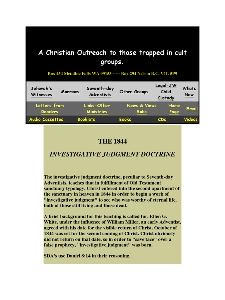 Investigative Judgement | PDF | Christian Eschatology | Jesus