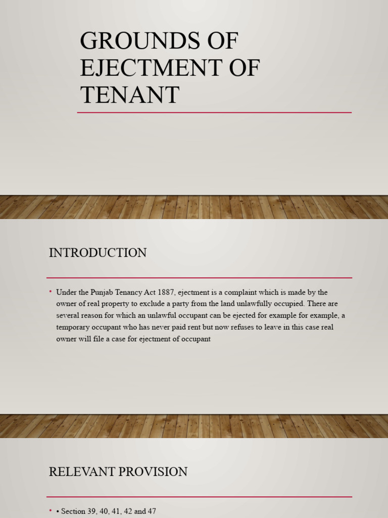 Ejectment of Tenant | PDF | Leasehold Estate | Landlord