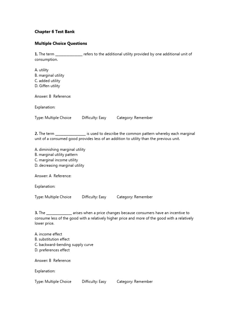 Utility Concepts in Microeconomics Test | PDF | Utility | Consumption ...
