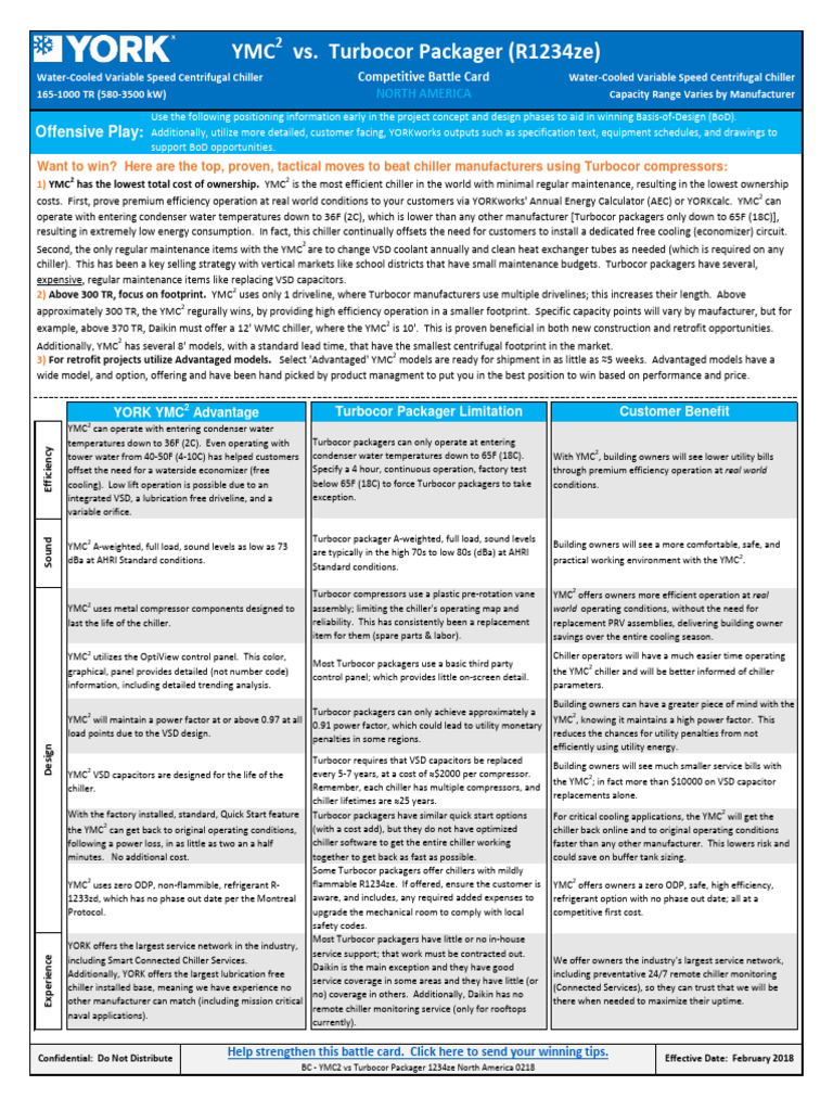BC - YMC2 Vs Turbocor Packager R1234ze North America 0218 | PDF ...