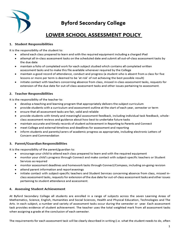 Lower School Assessment Policy+ | PDF | Teachers | Plagiarism