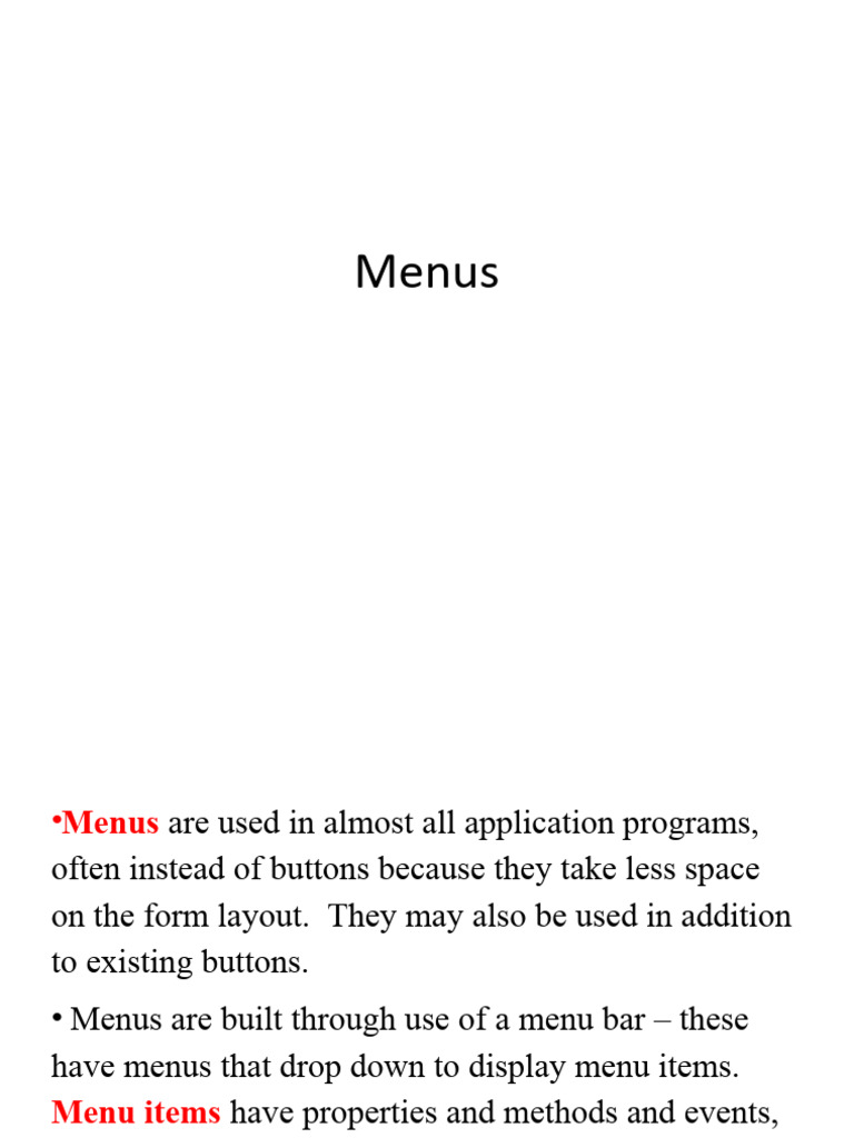 Menus | PDF | Computers