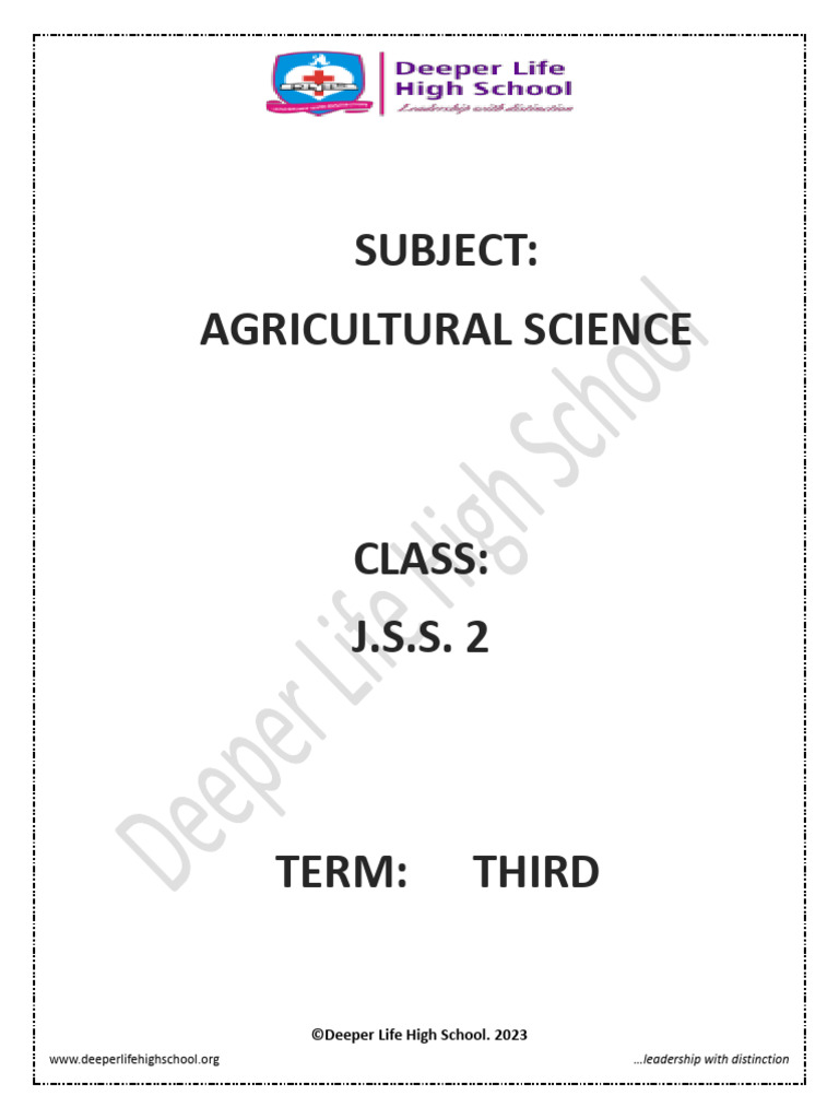 2023 AGRIC. SCIENCE JS 2 3RD TERM E-Note Template | PDF | Fish | Fodder