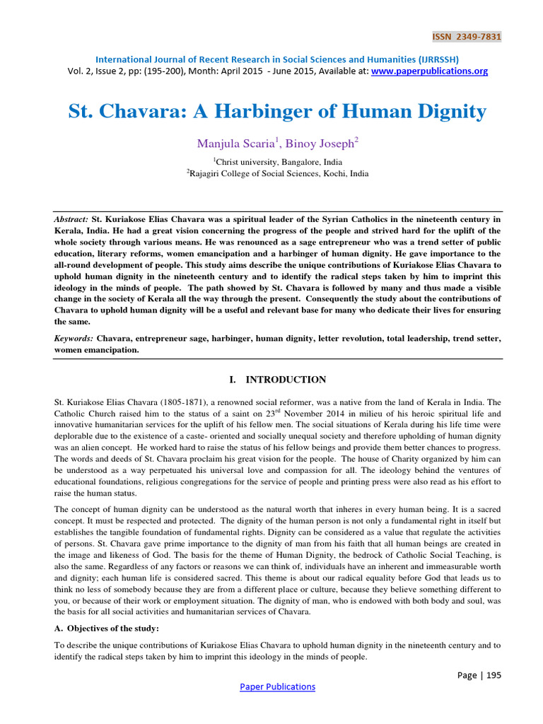 ST Chavara 370 | PDF | Dignity