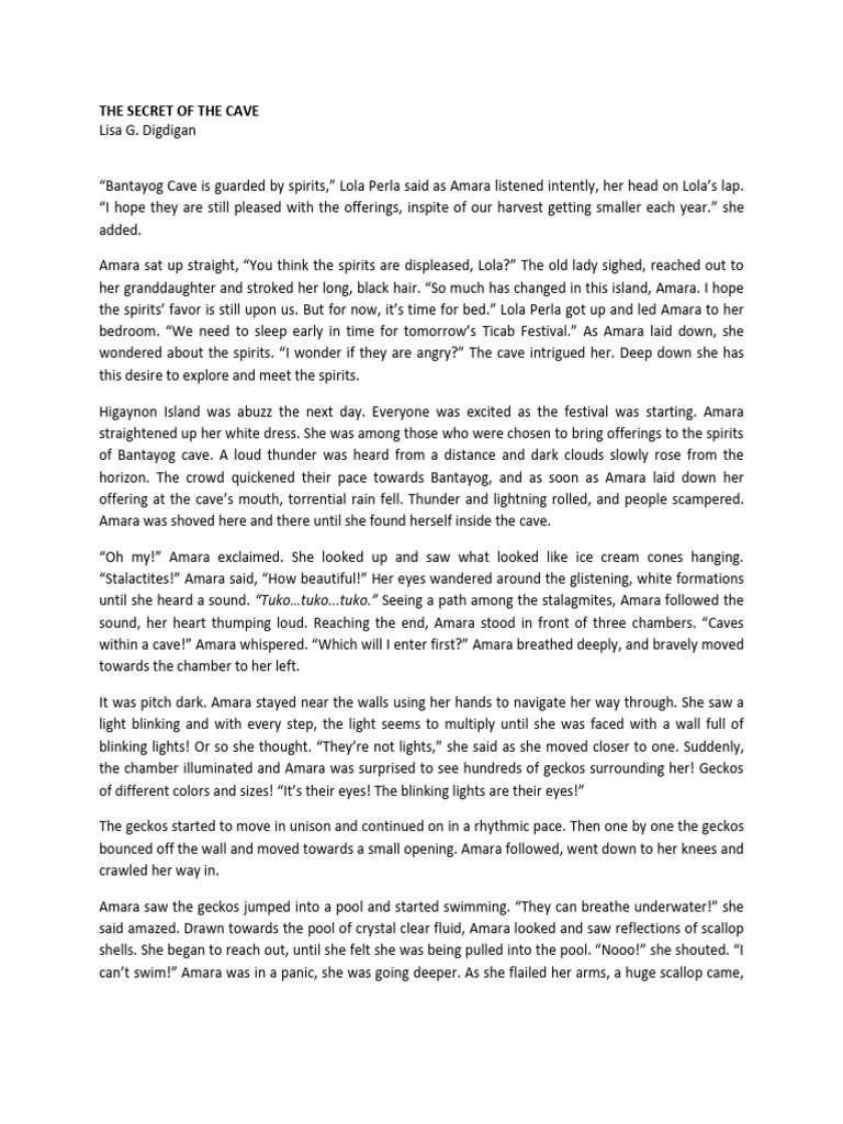 Amara's Cave Adventure and Spirits | PDF