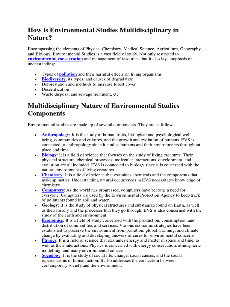 EVS Notes | PDF | Environmental Science | Natural Environment