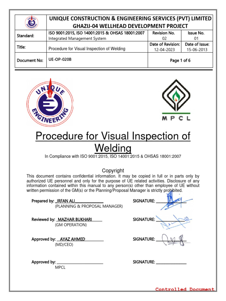 (020B) Visual Inspection of Welding | PDF | Welding | Construction