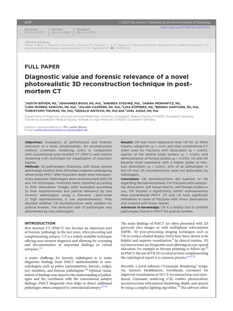 Diagnostic Value and Forensic Relevance of A Novel Photorealistic 3D ... Diagnostic Value and Forensic Relevance of A Novel Photorealistic 3D ...