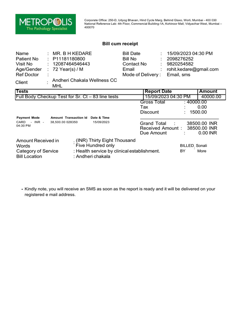 80D Medical Bill Receipt for Senior Citizen | PDF | Social Programs ...