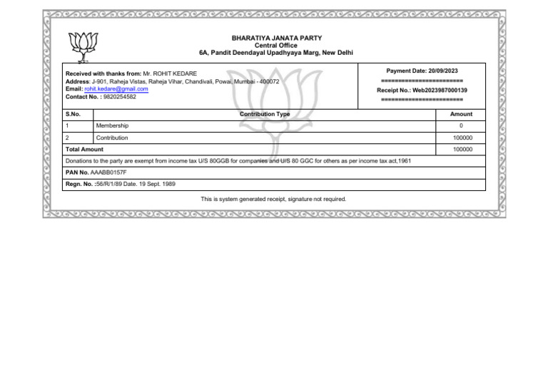 Donation-Political-Parties - Sept 2023 | PDF