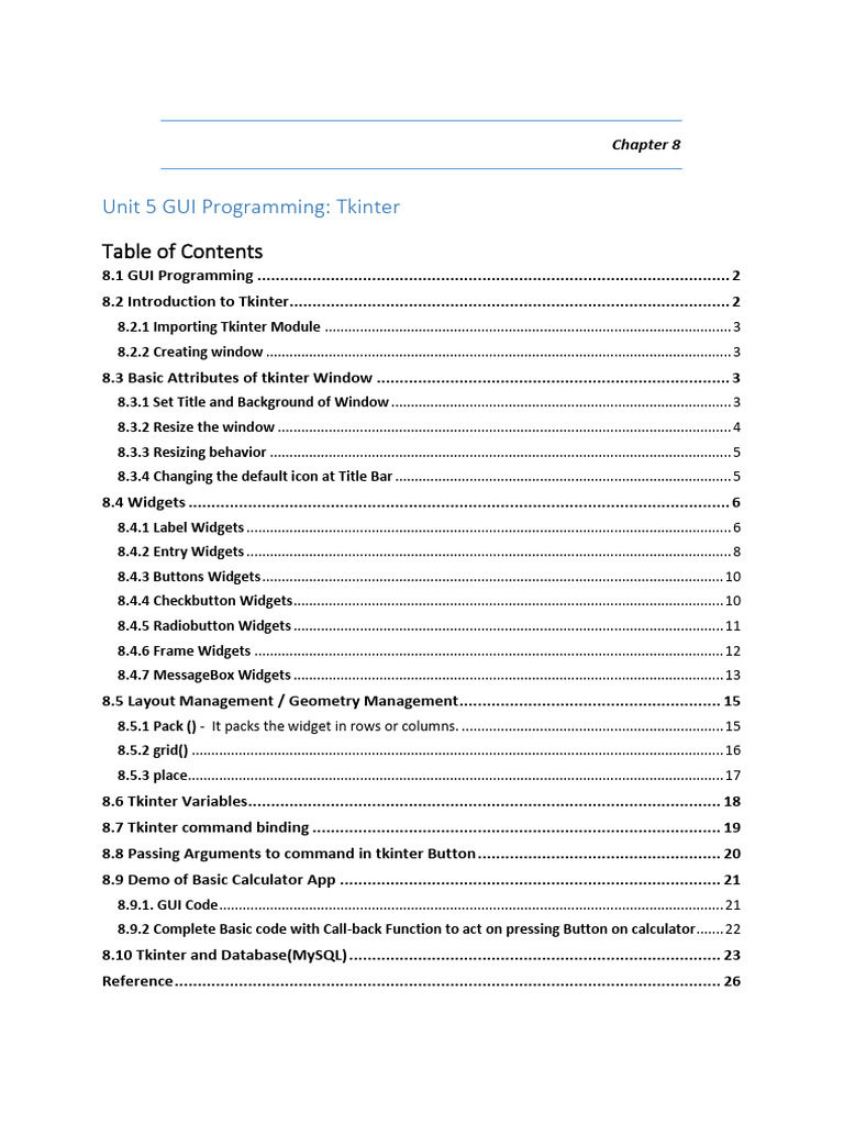 Unit 5 GUI Programming Tkinter | PDF | Window (Computing) | Graphical ... Unit 5 GUI Programming Tkinter | PDF | Window (Computing) | Graphical ...