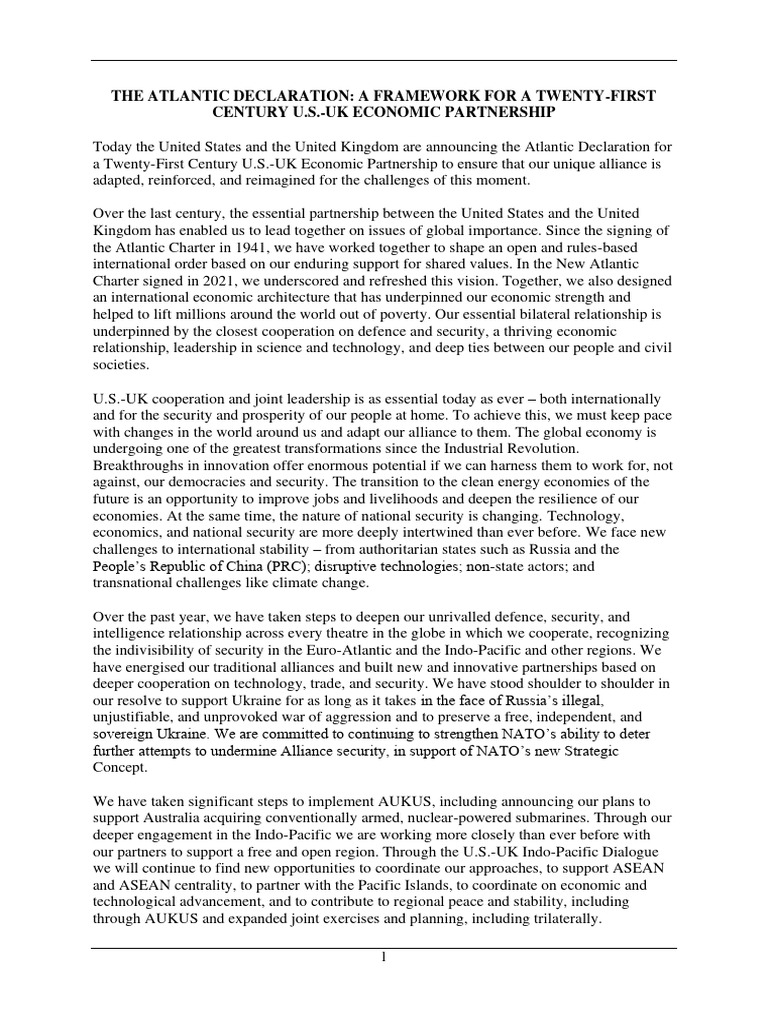 The Atlantic Declaration | PDF