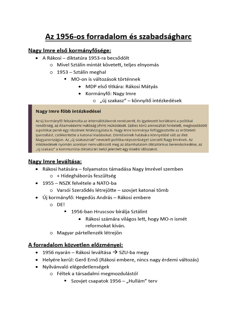 Az 1956-Os Forradalom És Szabadságharc | PDF