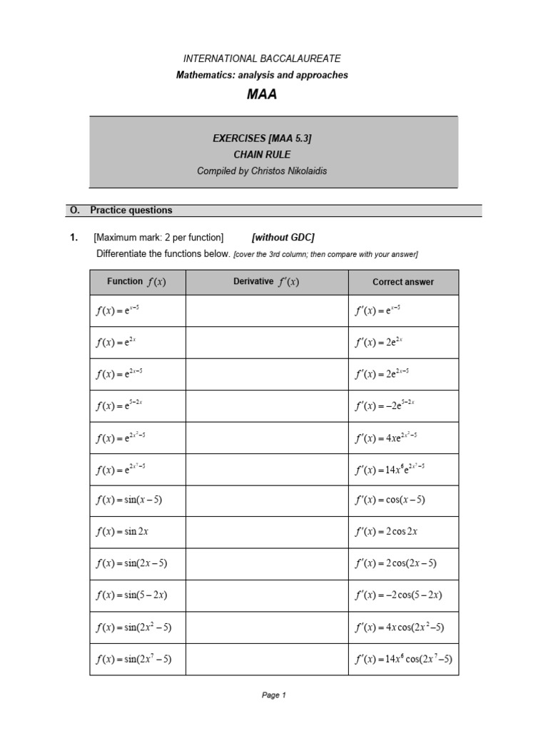(Maa 5.3) Chain Rule | PDF | Derivative | Differential Calculus