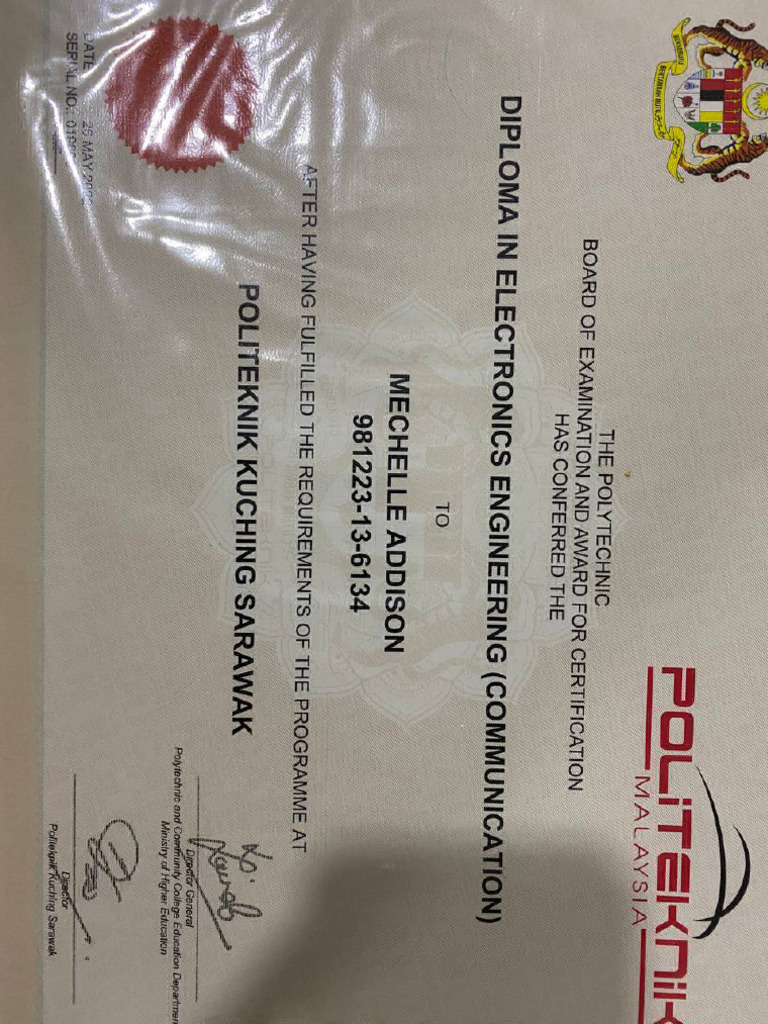 Sijil Diploma Mechelle Addison | PDF