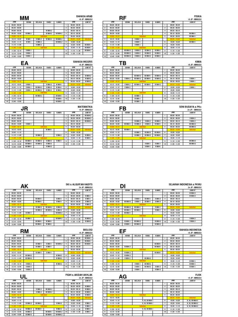 JADWAL MA 2022-2023 Per Guru | PDF