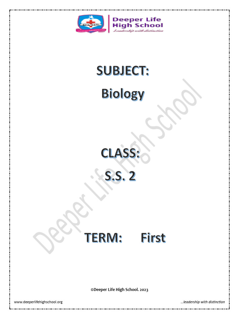 BIOLOGY SS2 1ST TERM E-NOTES (Reviewed) | PDF