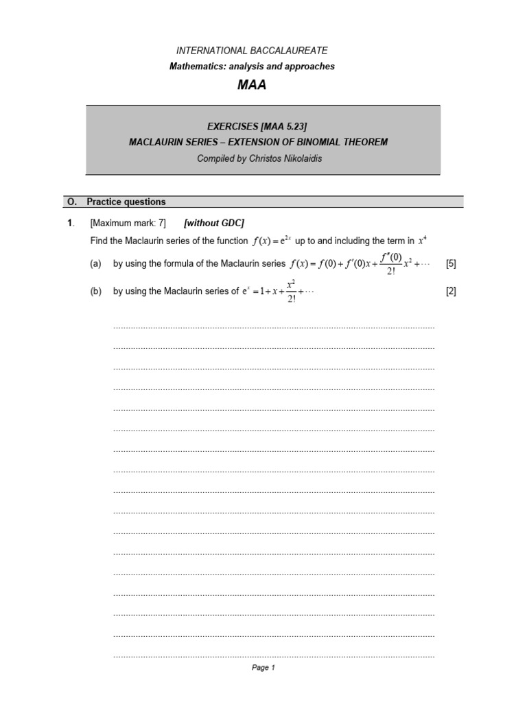 (Maa 5.23) Maclaurin Series - Extension of Binomial Theorem | PDF | Mathematical Concepts | Calculus
