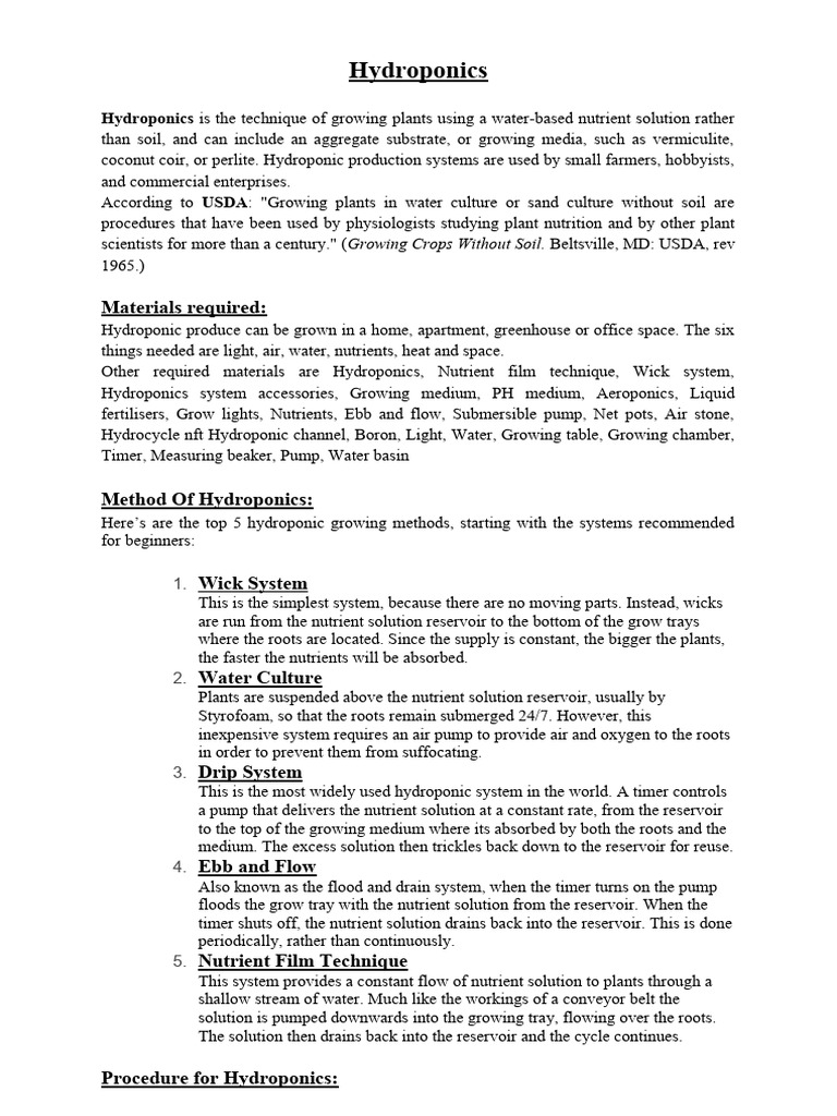 hydroponics word | PDF | Hydroponics | Agriculture