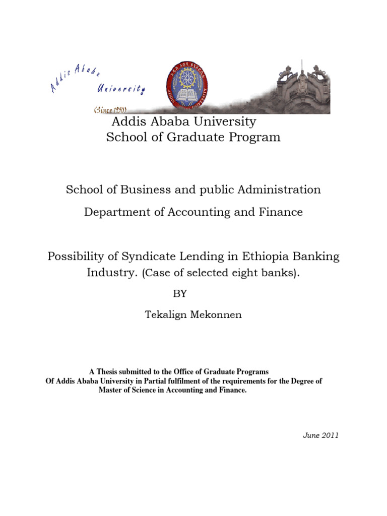 Syndicate Lending in Ethiopian Banks | PDF | Revolving Credit ...