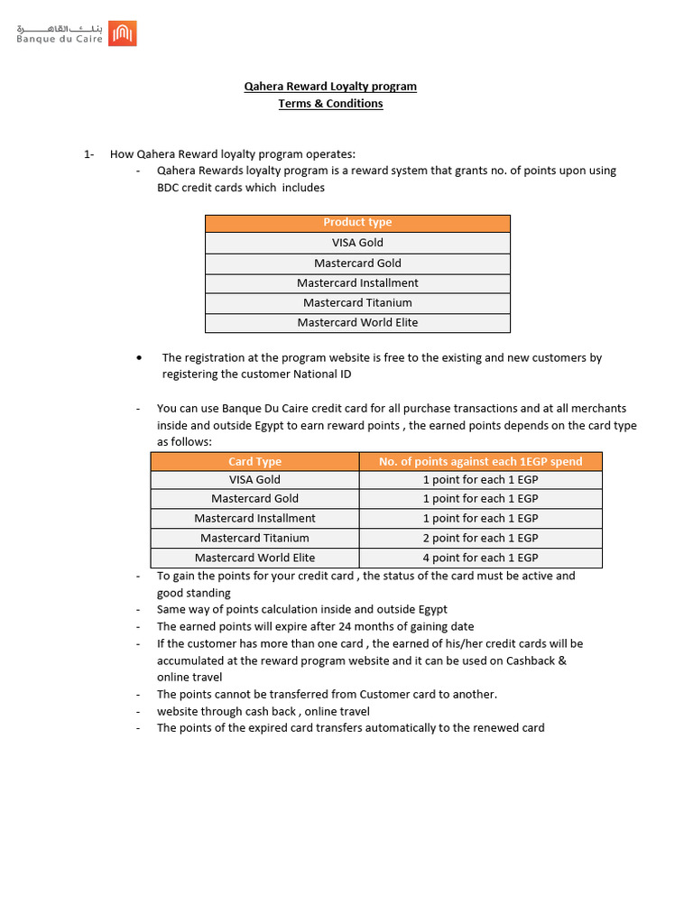Qaherea Rewards Tsand Cs 032021 Eng | PDF | Credit Card | Master Card