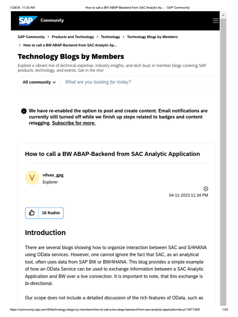 How To Call A BW ABAP-Backend From SAC Analytic Ap... - SAP Community | PDF | Business | Computers