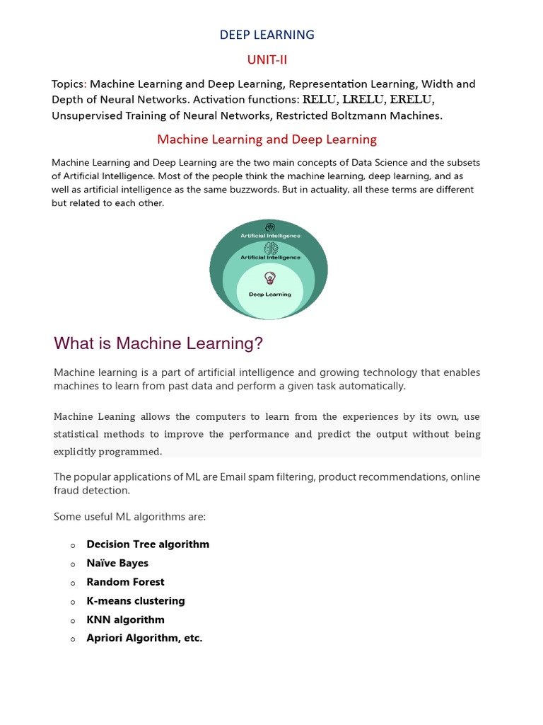 Deep Learning Unit-II | PDF | Deep Learning | Machine Learning Deep Learning Unit-II | PDF | Deep Learning | Machine Learning
