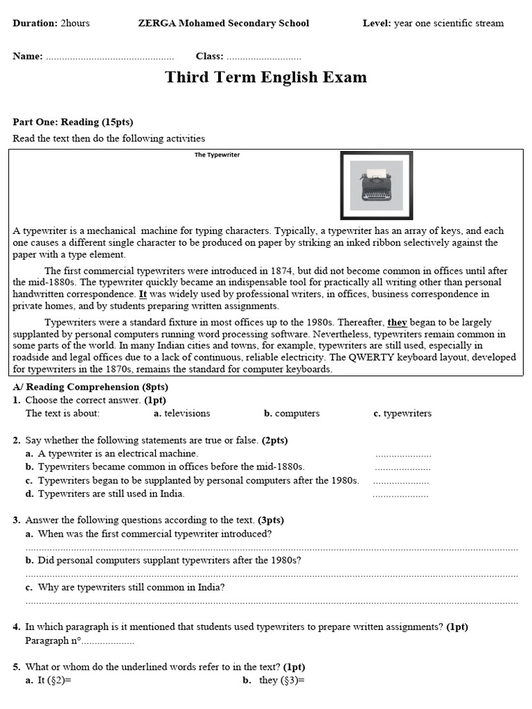 Eureka Exam - Docx Version 1 | PDF | Typewriter | Thomas Edison