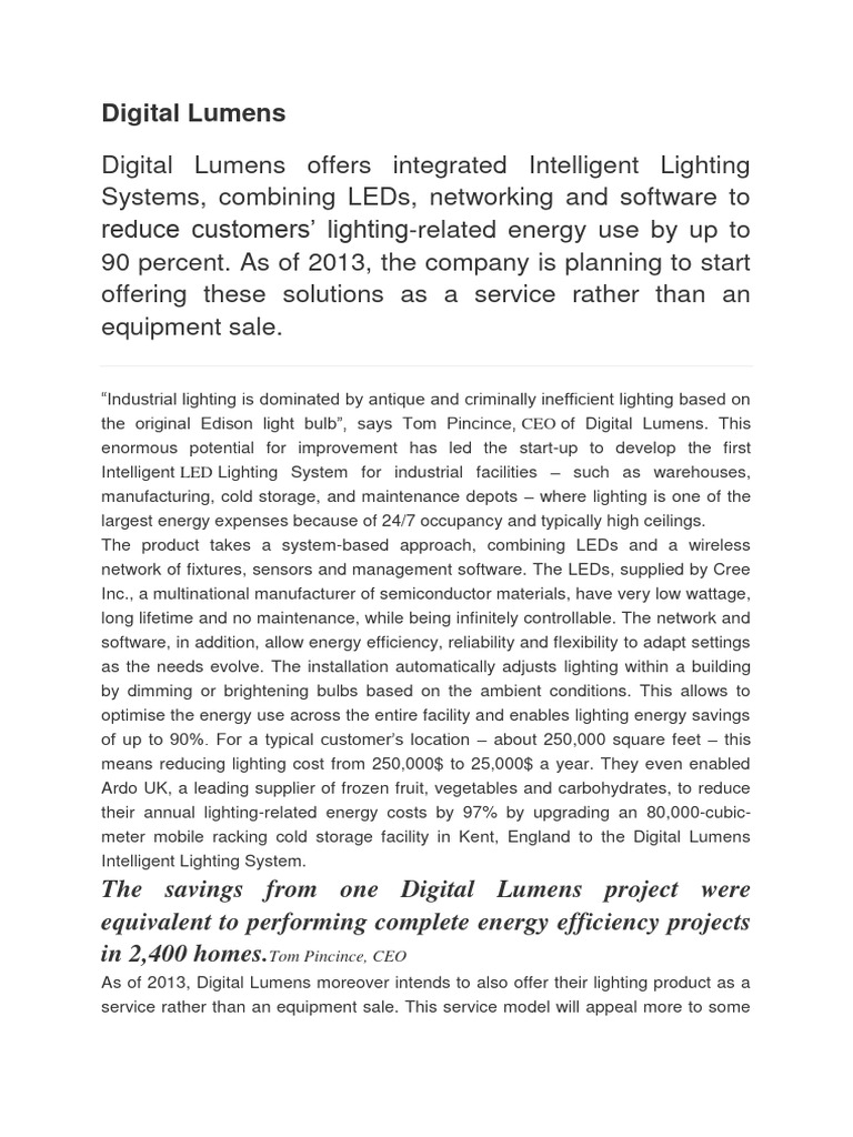 Digital Lumens | PDF | Lighting | Light Emitting Diode
