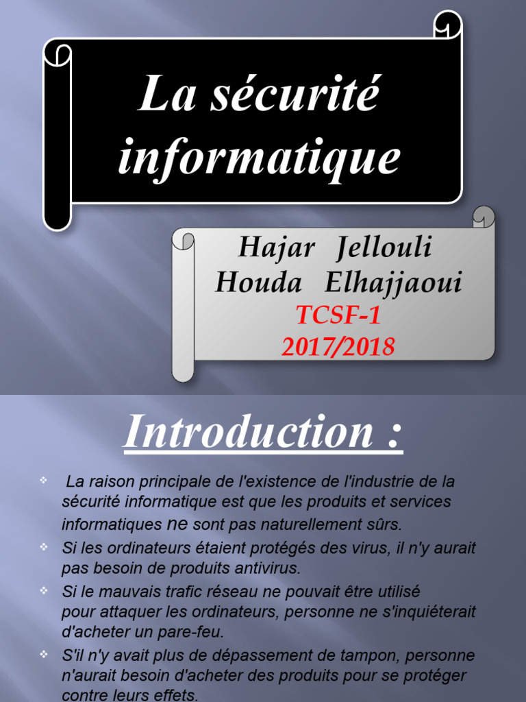 La Securité Informatique | PDF | Sécurité des systèmes d'information | Sécurité