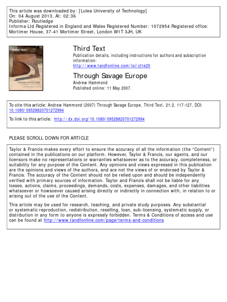 Through Savage Europe The Gothic Strain in British Balkanism 2007 | PDF ...