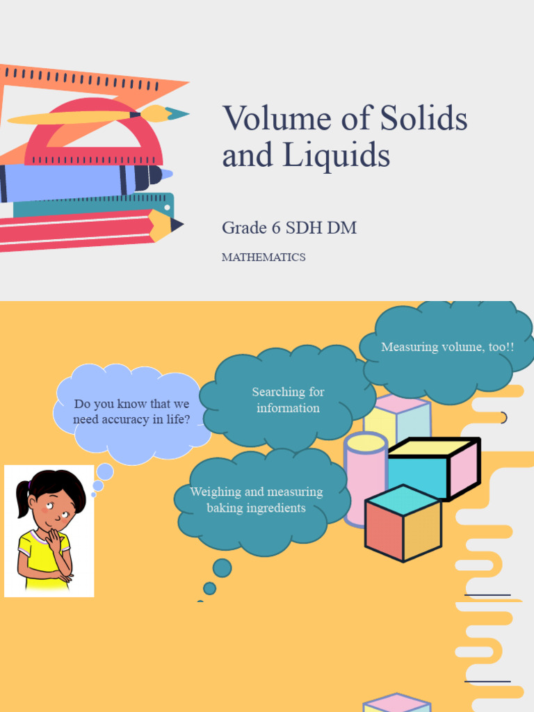 Volume of Solids and Liquids (Review 1) | PDF | Volume | Length
