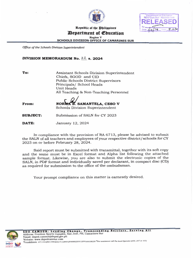 SALN Submission 2023 | PDF