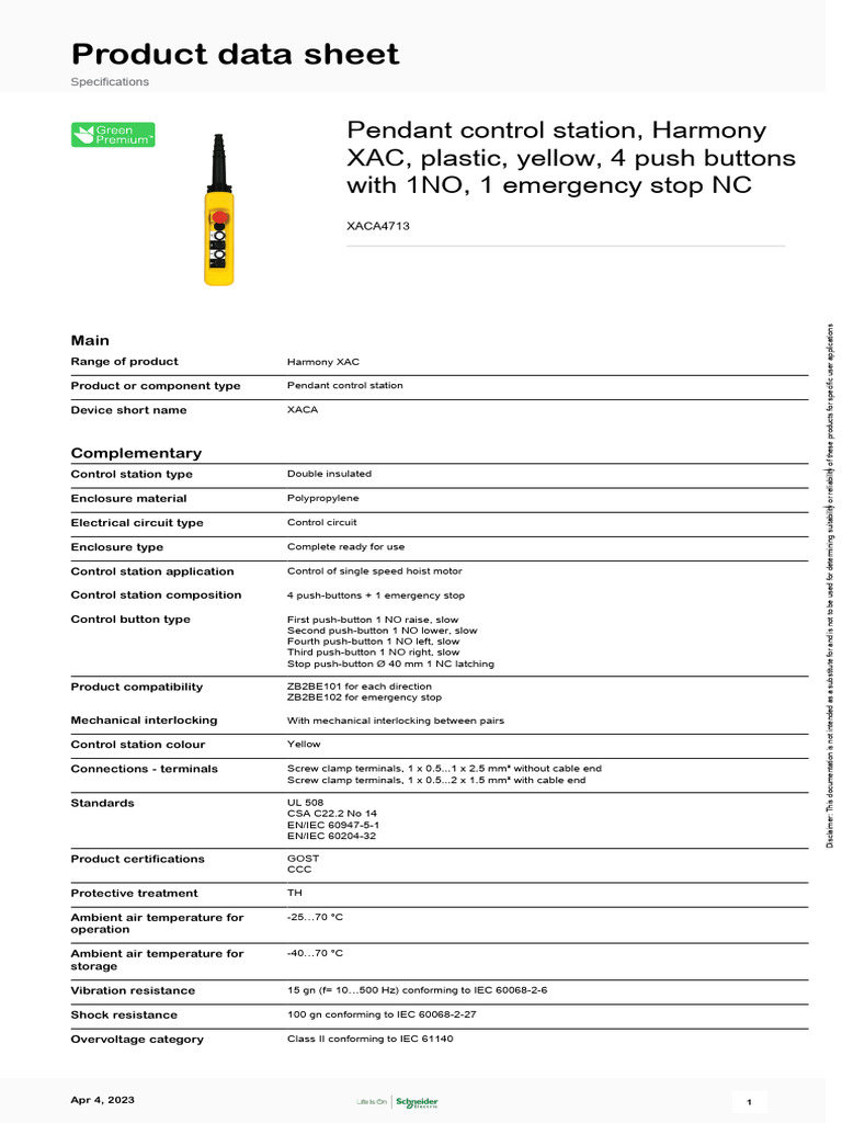 Harmony XAC Pendant Control Stations - XACA4713 | PDF | Fuse ...
