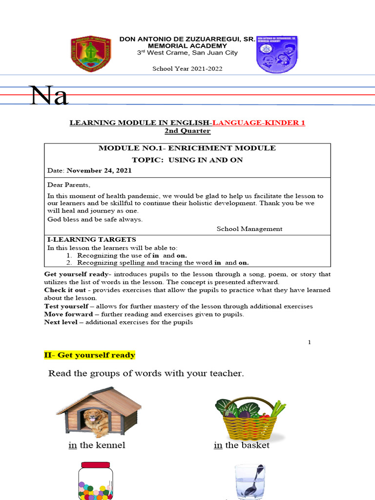 Dazsma English Language k1 @2nd QRTR | PDF | Learning | Educational ...