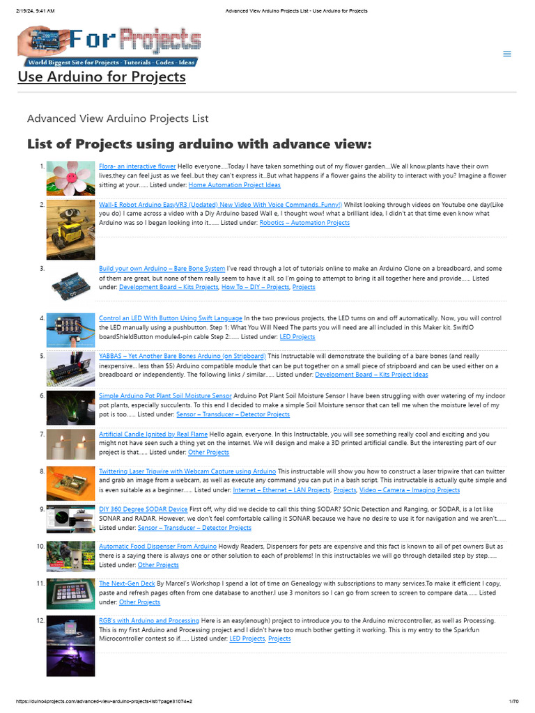 Advanced View Arduino Projects List - Use Arduino For Projects 2 ...