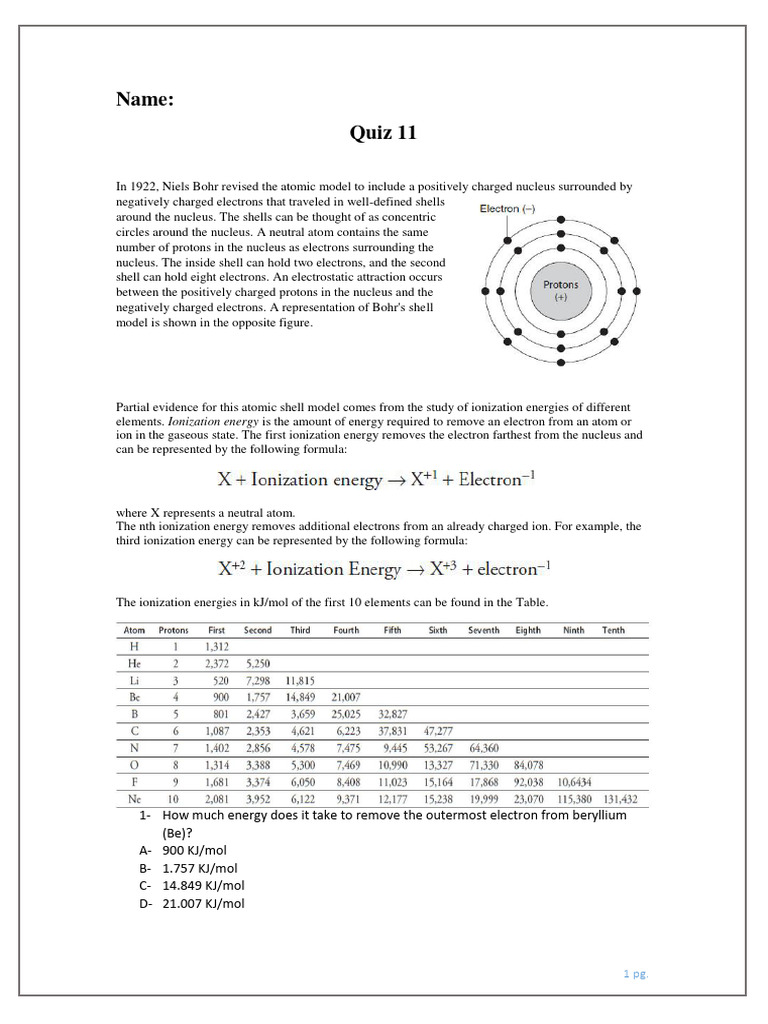 Quiz 11 | PDF | Science & Mathematics
