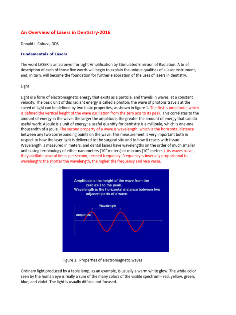 AnOverviewofLasersinDentistry2016 | PDF | Laser | Electromagnetic Radiation