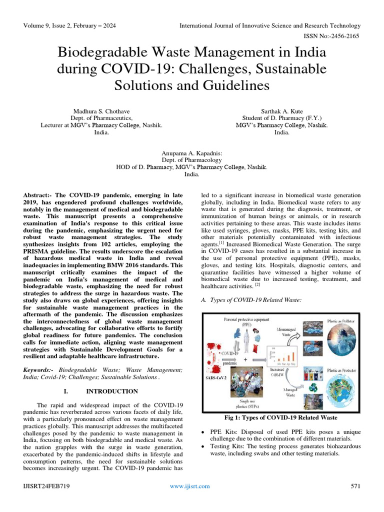 Biodegradable Waste Management in India During COVID-19: Challenges ...