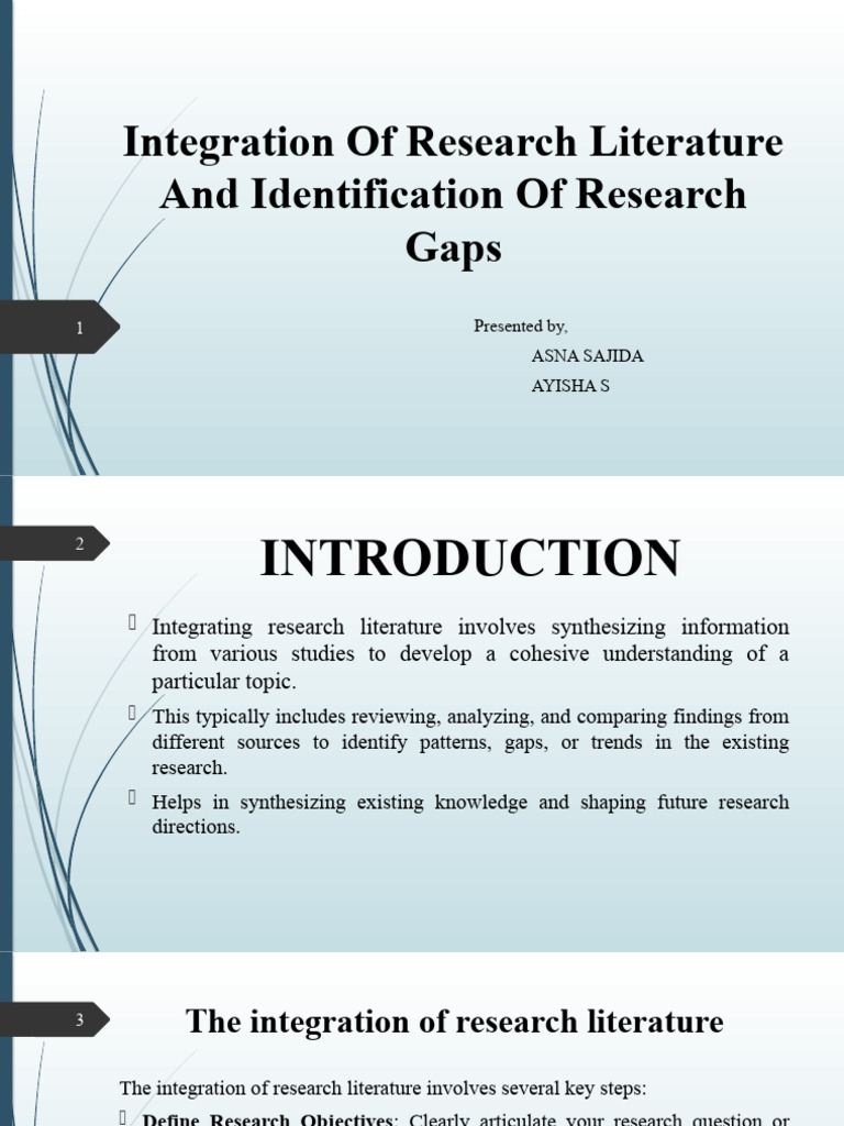 Integration of Research Literature and Identification of Research-2 ...