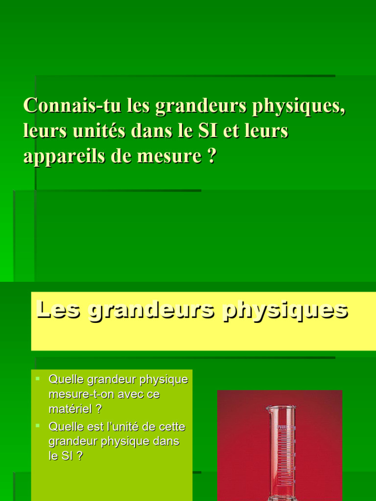 Grandeurs physiques et leurs mesures | PDF | Résistance (électricité ...