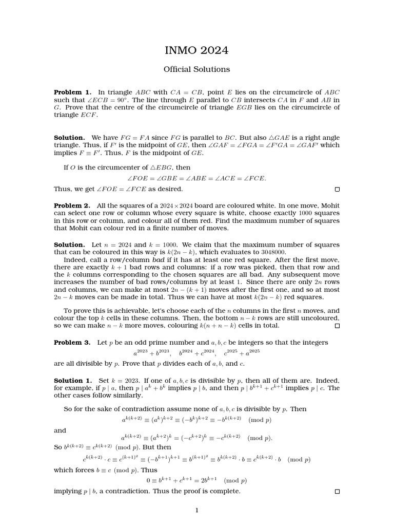 QP Solution Inmo 2024 Official | PDF | Teaching Methods & Materials