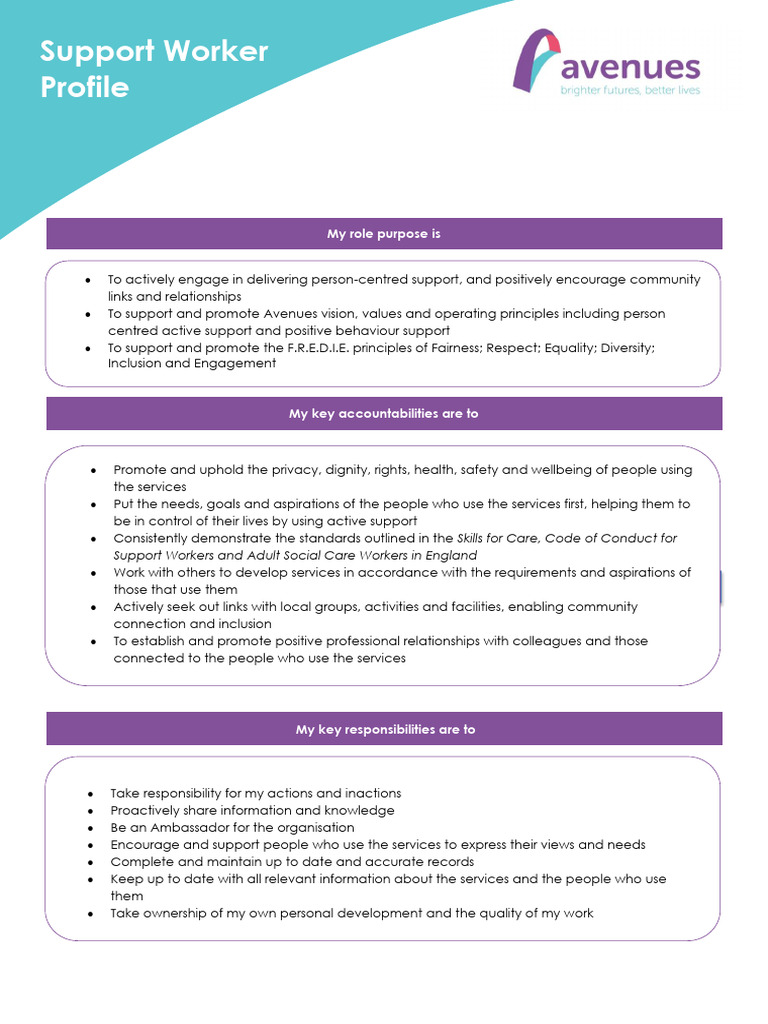 Support Worker Role Profile | PDF | Social Work | Motivation