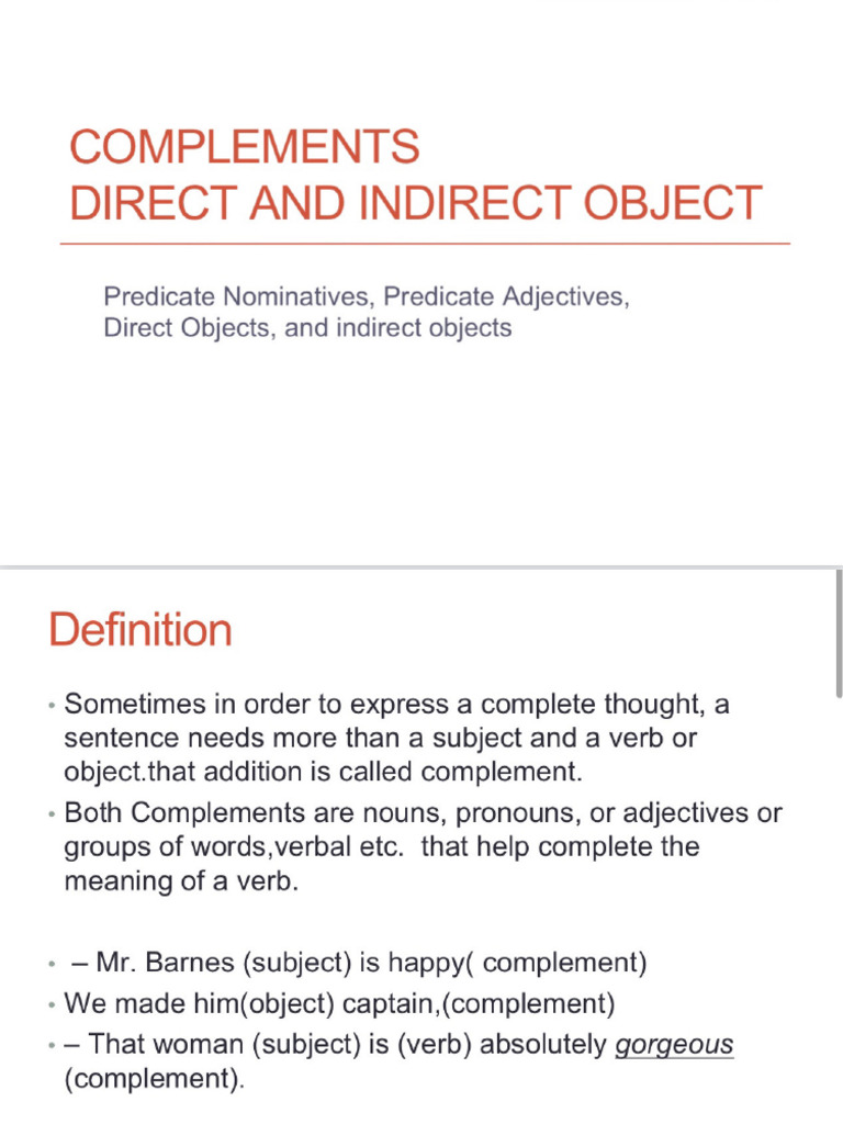 Complements Direct and Indirect Object | PDF