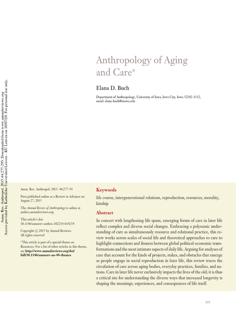CARE Buch 2015 - Anthropology of Aging and Care Blanco | PDF | Dementia | Ageing