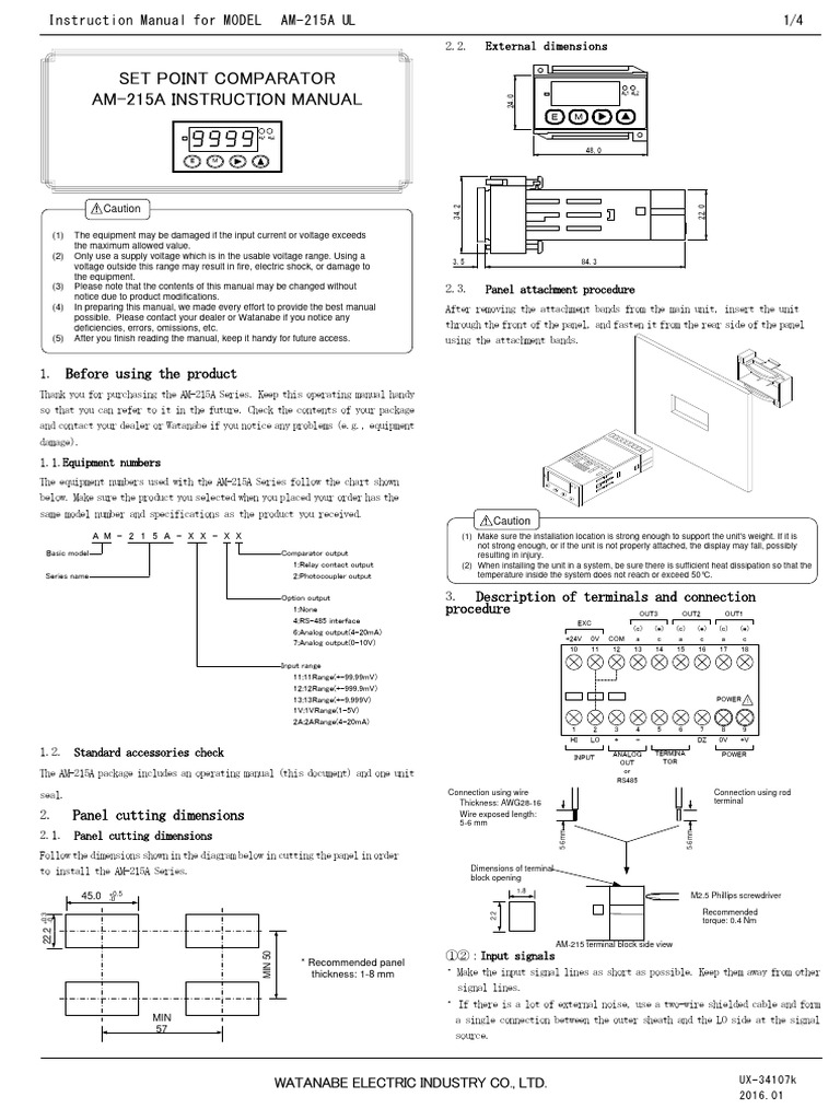 Set Point Comparator Am-215A Instruction Manual: Before Using The Product | PDF | Parameter ...